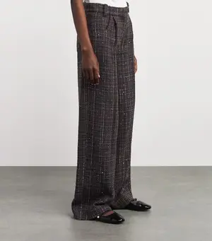 Maje Tweed Tailored Trousers - Brown