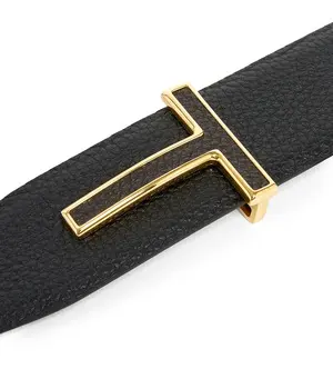 TOM FORD Leather Reversible T Icon Belt - Black