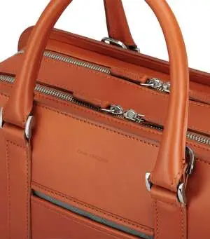 CARL FRIEDRIK Leather Palissy Double Briefcase - Grey