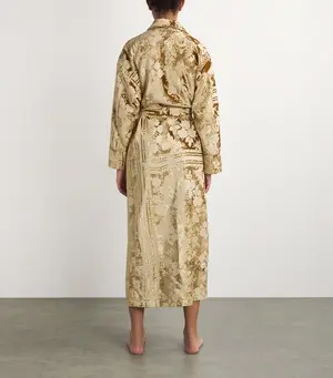 DANIEL HANSON Jacquard Liquid Velvet Robe - Gold