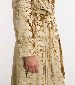 DANIEL HANSON Jacquard Liquid Velvet Robe - Gold