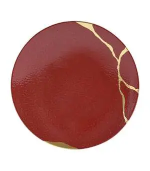 Bernardaud Kintsugi Rouge Empereur Dessert Plate - Gold