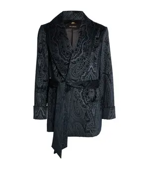 DANIEL HANSON Paisley Silk-lined Smoking Jacket