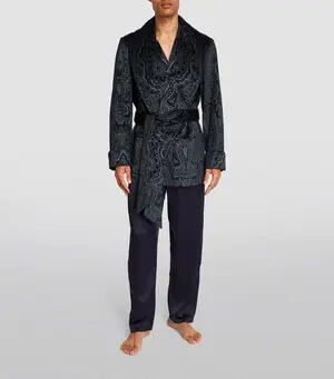 DANIEL HANSON Paisley Silk-lined Smoking Jacket
