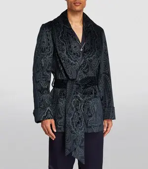 DANIEL HANSON Paisley Silk-lined Smoking Jacket