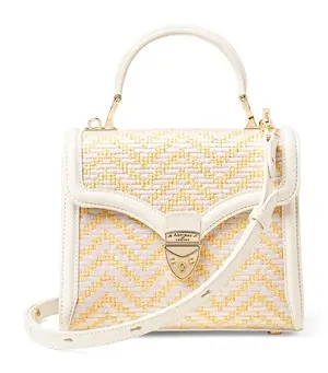 ASPINAL OF LONDON Raffia Mayfair Midi Bag White