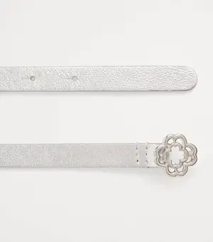 Maje Metallic Leather Belt - Black