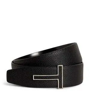 TOM FORD Leather T Icon Reversible Belt - Black