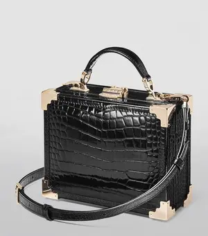 ASPINAL OF LONDON Croc-embossed Leather Trunk Top-handle Bag