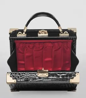 ASPINAL OF LONDON Croc-embossed Leather Trunk Top-handle Bag