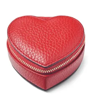 ASPINAL OF LONDON Leather Heart Watch And Ring Box - Red