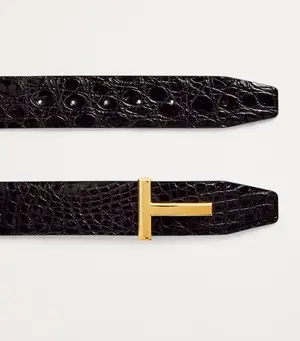 TOM FORD Leather T Icon Reversible Belt - Brown