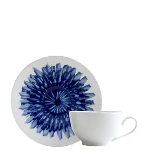 Bernardaud In Bloom Tea Cup And Saucer Blue