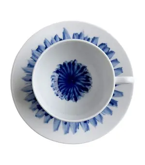 Bernardaud In Bloom Tea Cup And Saucer - Blue