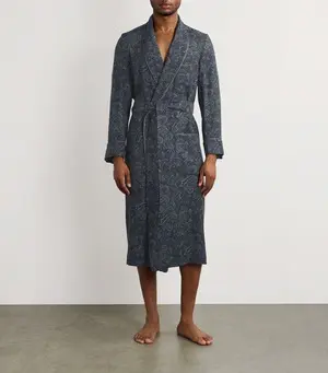 DANIEL HANSON Wool Paisley Print Dressing Gown