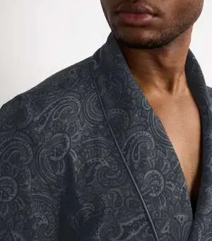 DANIEL HANSON Wool Paisley Print Dressing Gown