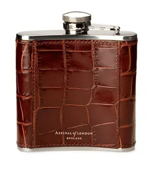 ASPINAL OF LONDON Mock Crocodile Hip Flask - Brown