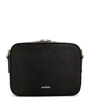 Sandro Saffiano Leather Cross-body Bag - Black