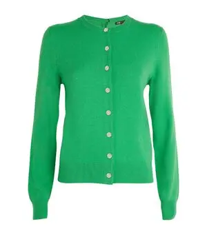 Maje Wool-blend Cardigan With Pearlized Beads - Green