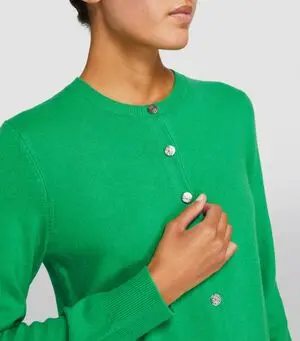 Maje Wool-blend Cardigan With Pearlized Beads - Green