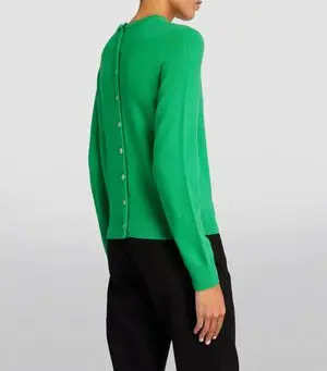 Maje Wool-blend Cardigan With Pearlized Beads - Green