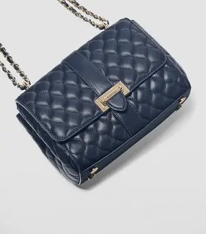 ASPINAL OF LONDON Leather Lottie Shoulder Bag - Navy