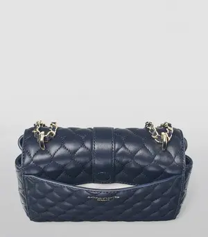 ASPINAL OF LONDON Leather Lottie Shoulder Bag - Navy