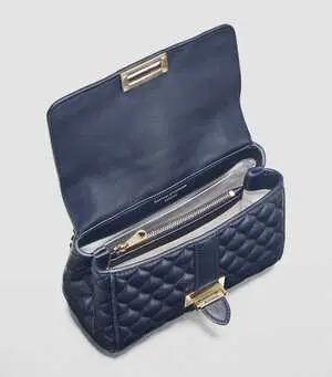 ASPINAL OF LONDON Leather Lottie Shoulder Bag - Navy