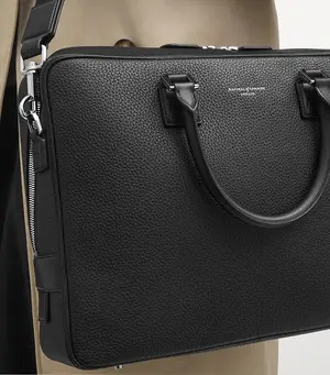ASPINAL OF LONDON Leather Mount Street Briefcase - Black