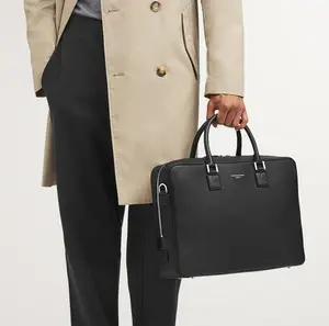 ASPINAL OF LONDON Leather Mount Street Briefcase - Black