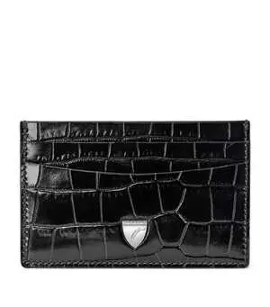 ASPINAL OF LONDON Croc-embossed Slim Card Holder - Black