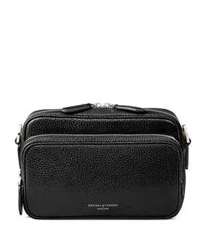 ASPINAL OF LONDON Leather Reporter East West Messenger Bag - Black