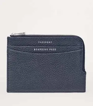 ASPINAL OF LONDON Leather Zipped Travel Wallet - Navy