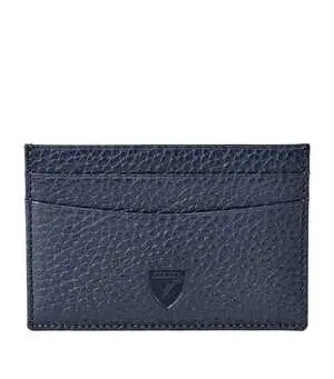 ASPINAL OF LONDON Leather Logo Card Holder - Navy