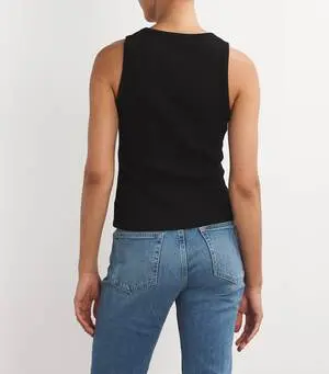 Maje Stretch-cotton Rib-knit Tank Top - Black