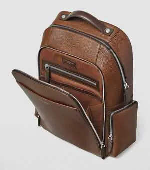 ASPINAL OF LONDON Pebble Leather Reporter Zipped Backpack - Brown