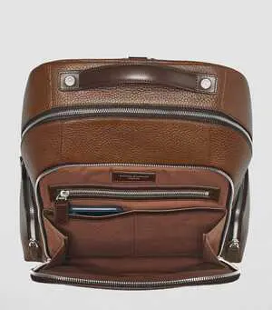 ASPINAL OF LONDON Pebble Leather Reporter Zipped Backpack - Brown