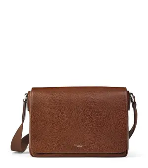 ASPINAL OF LONDON Leather Reporter Messenger Bag - Brown