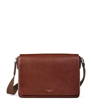 ASPINAL OF LONDON Leather Reporter Messenger Bag - Brown