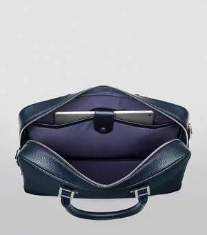 ASPINAL OF LONDON Leather Mount Street Briefcase - Navy