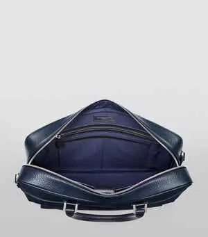 ASPINAL OF LONDON Leather Mount Street Briefcase - Navy