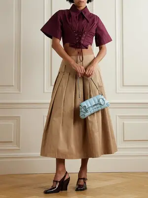 TOLU COKER Cropped Lace-up Cotton-poplin Shirt