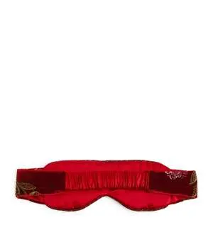 DANIEL HANSON Silk Embroidered Sleep Mask - Red