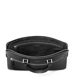 ASPINAL OF LONDON Leather Connaught Briefcase - Black