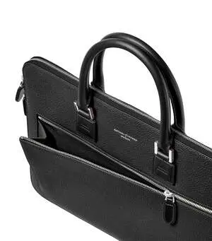 ASPINAL OF LONDON Leather Connaught Briefcase - Black