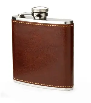 ASPINAL OF LONDON Classic 5oz Leather Hip Flask - Brown