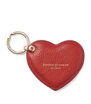 ASPINAL OF LONDON Leather Heart Keyring - Red