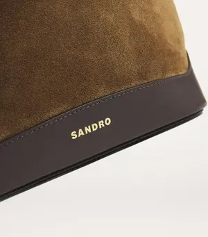 Sandro Suede-leather Bucket Bag - Beige