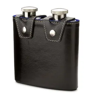 ASPINAL OF LONDON Double Leather Hip Flask - Blue