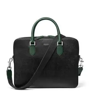 ASPINAL OF LONDON Slim Leather Briefcase - Black